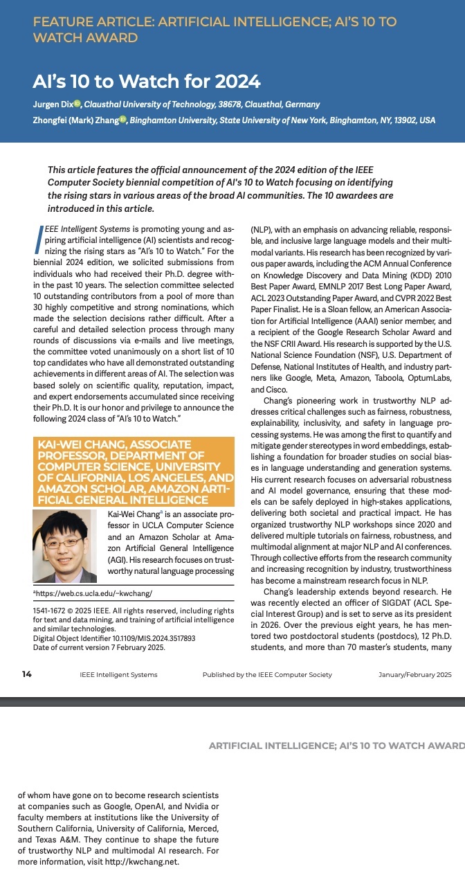 I'm honored to be named to “AI's 10 to Watch” by IEEE Intelligent ...
